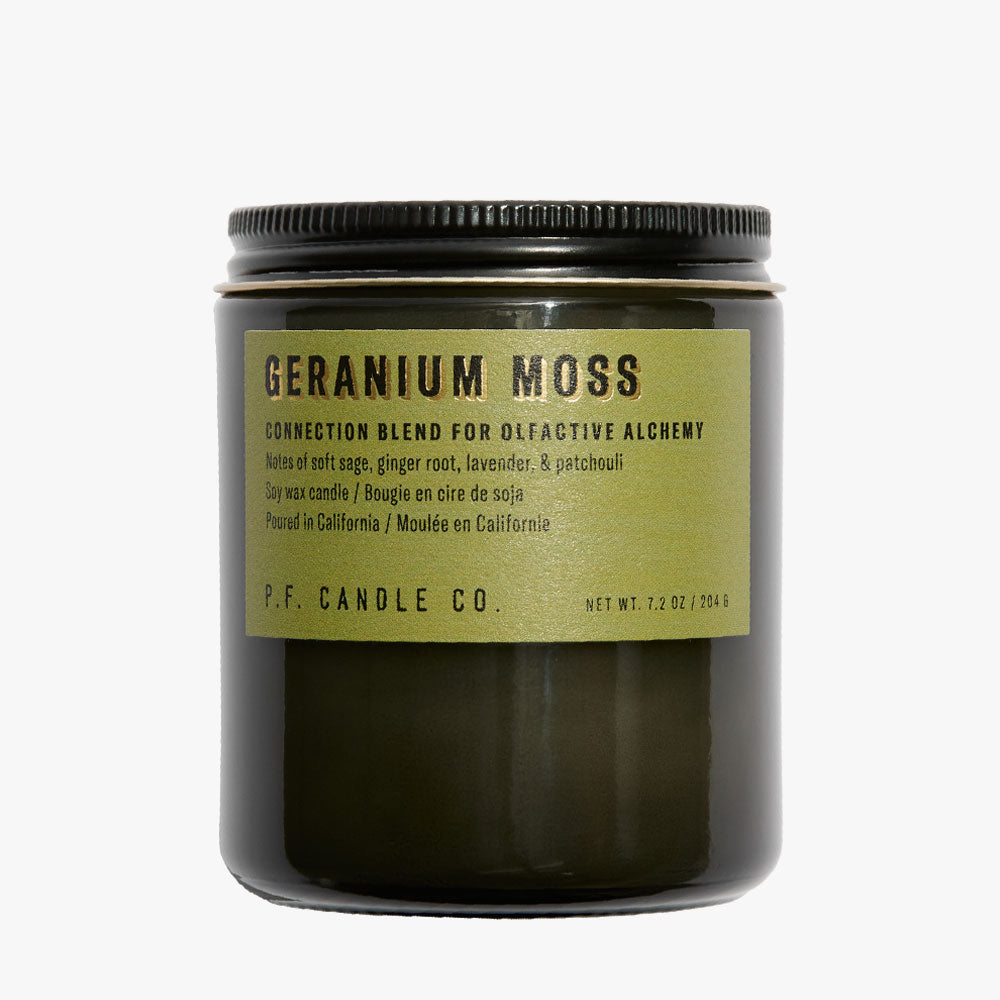 P.F. Candle Co. Alchemy Line: Geranium Moss – Soy Candle Standard Size